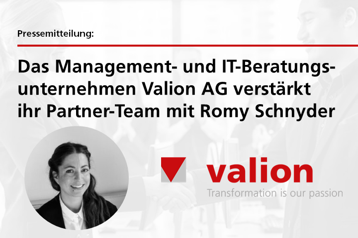 Pressemitteilung: Romy Schnyder wird Partnerin der Valion AG - valion